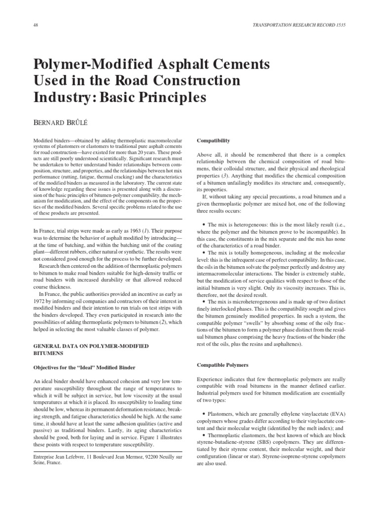 Polymer-Modified Asphalt Cements Overview | PDF | Asphalt | Copolymer
