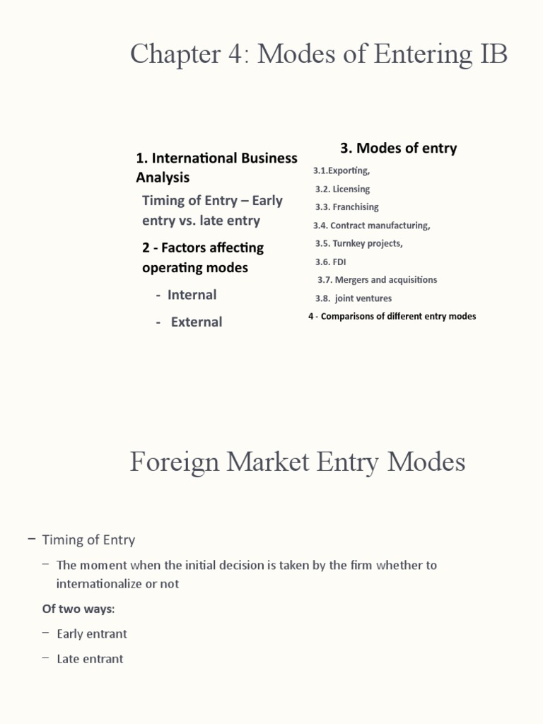 Chapter 4 More On Modes of Entry | PDF | Franchising | Joint Venture