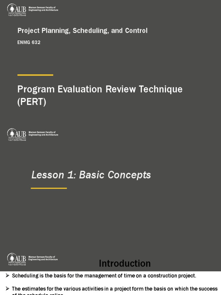 Program Evaluation Review Technique (PERT) : Project Planning ...