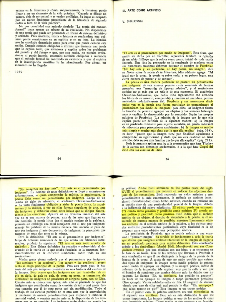 Shklovski - El Arte Como Artificio - 1917 Còpia | PDF | Poesía | Teoría