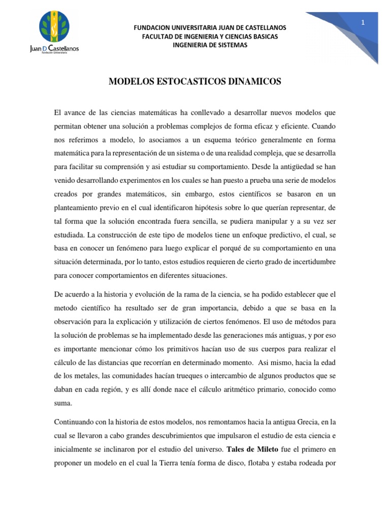 Ensayo Modelo Estocasticos | PDF | Estocástico | Ingeniería