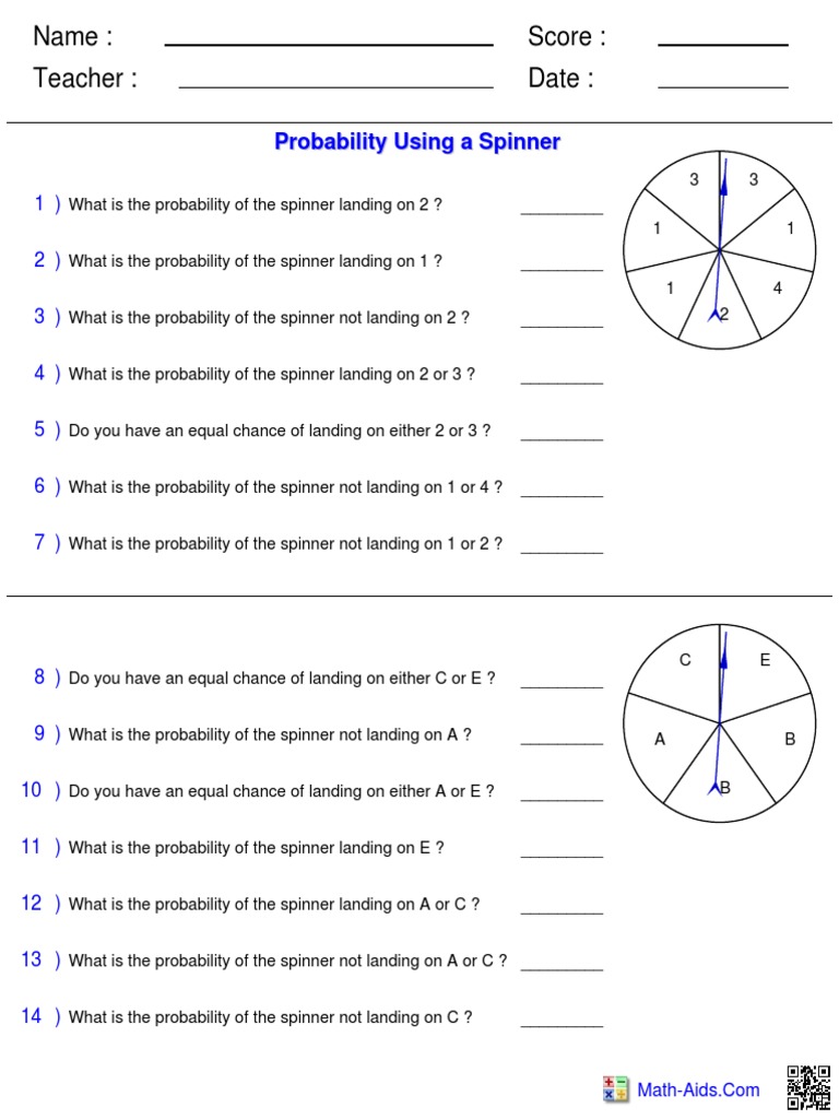 Probability Spinner | PDF | Probability | Probability And Statistics