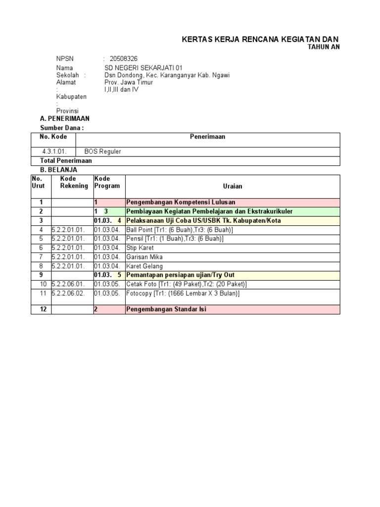 Draft Nota Dan Kwitansi Dari Kertas Kerja ARKAS | PDF