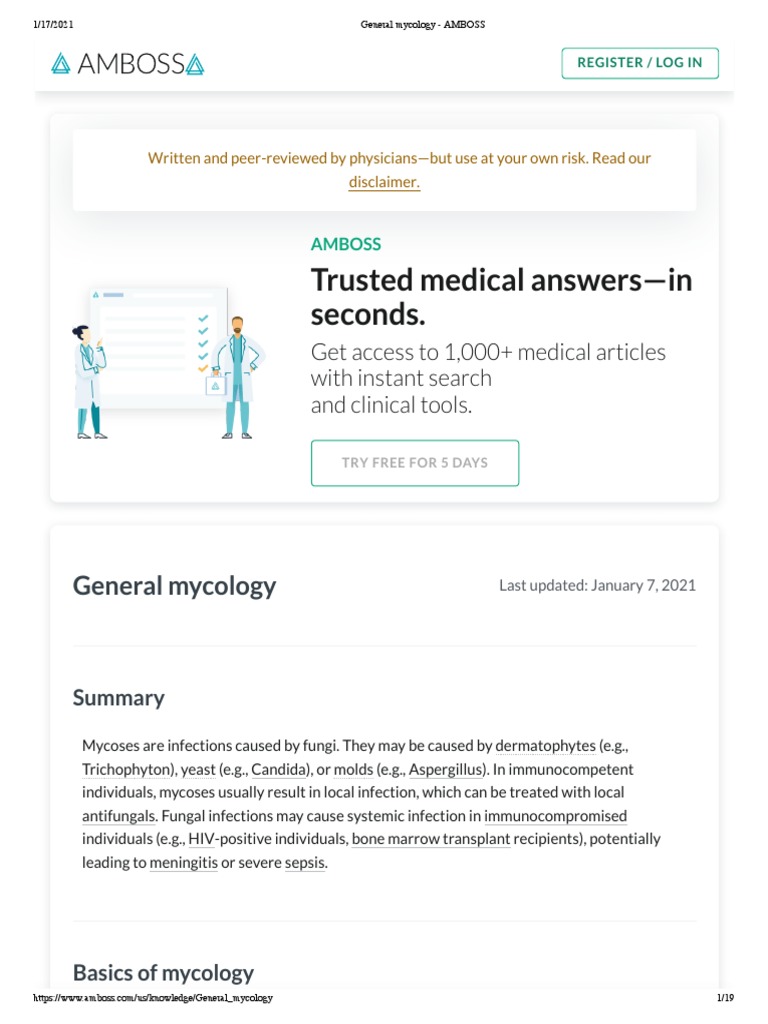 Trusted Medical Answers-In Seconds.: General Mycology | PDF ...