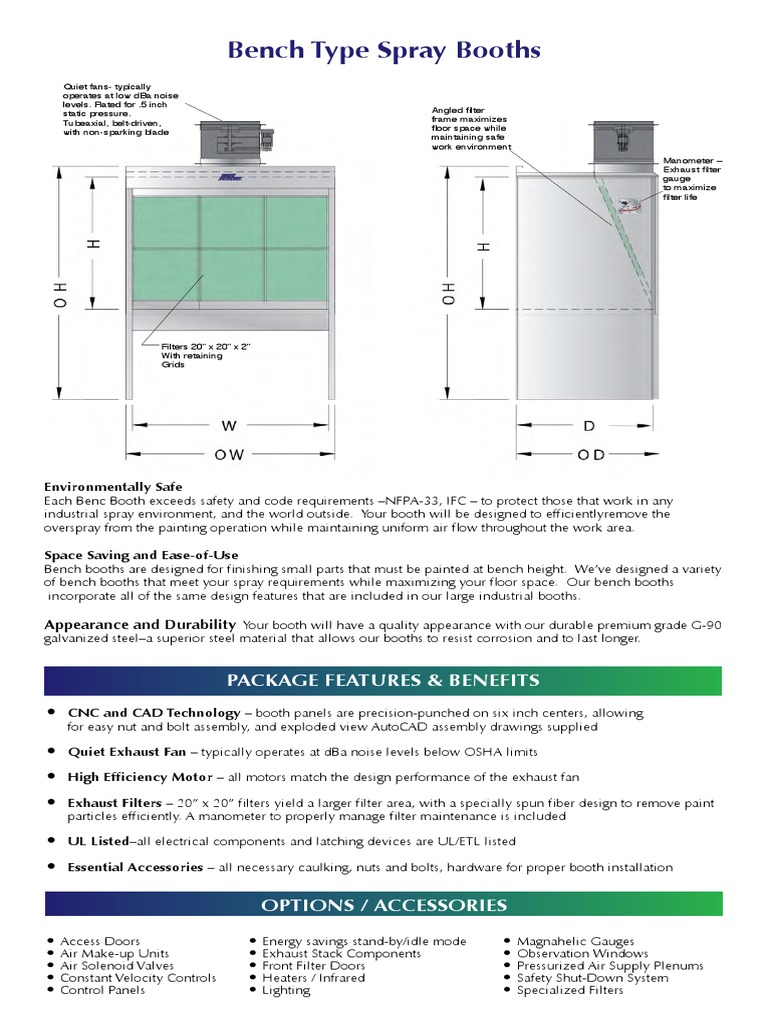 Bench Type Spray Booths: Package Features & Benefits | PDF | Pressure ...