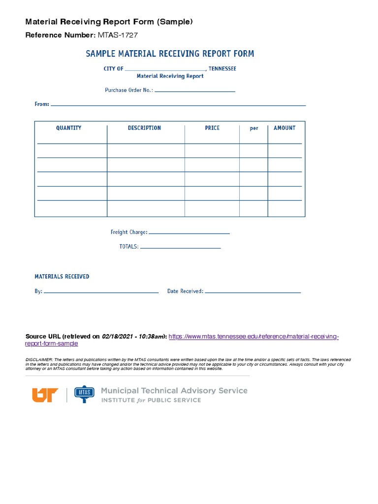 Sample Material Receiving Report Form | PDF