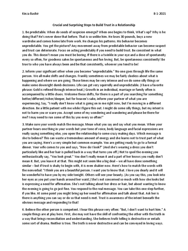 Build Trust in Relationships | PDF | Intimate Relationships | Truth