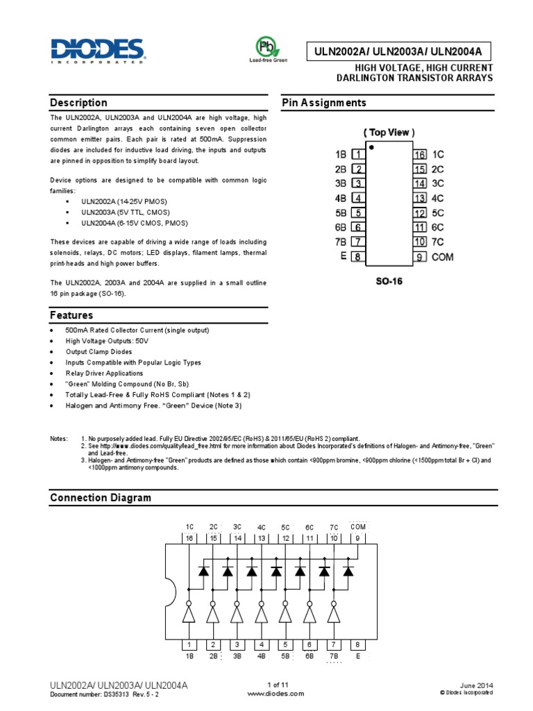 ULN2002A/ ULN2003A/ ULN2004A: High Voltage, High Current Darlington ...