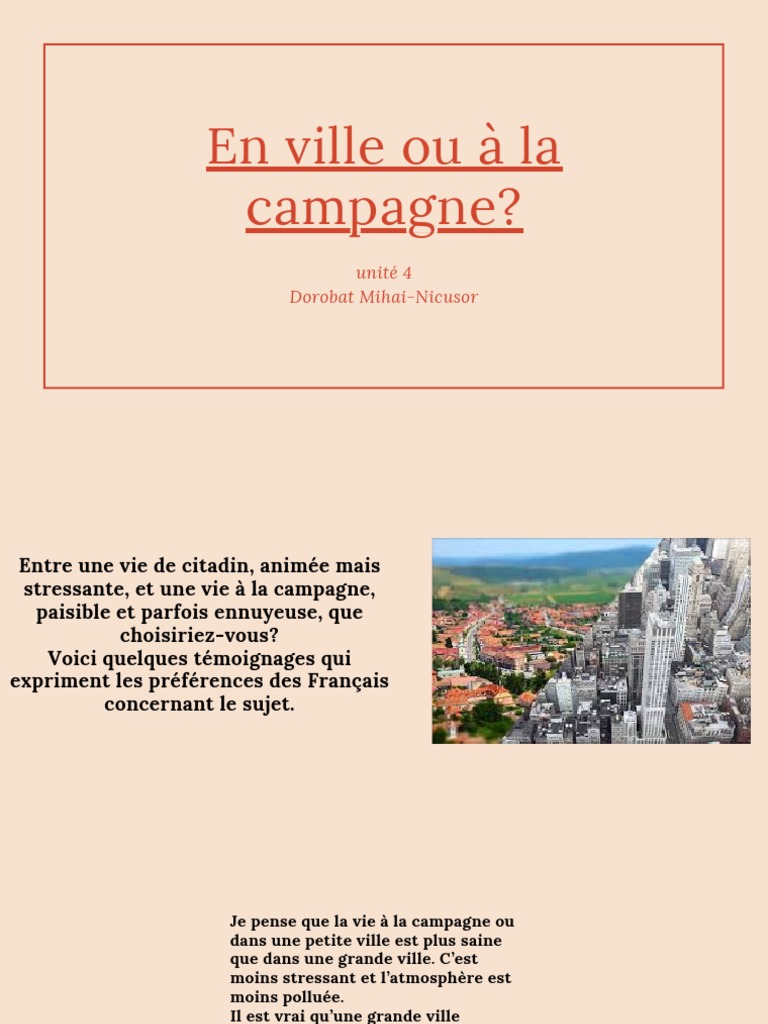 Vie en ville ou à la campagne ? | PDF