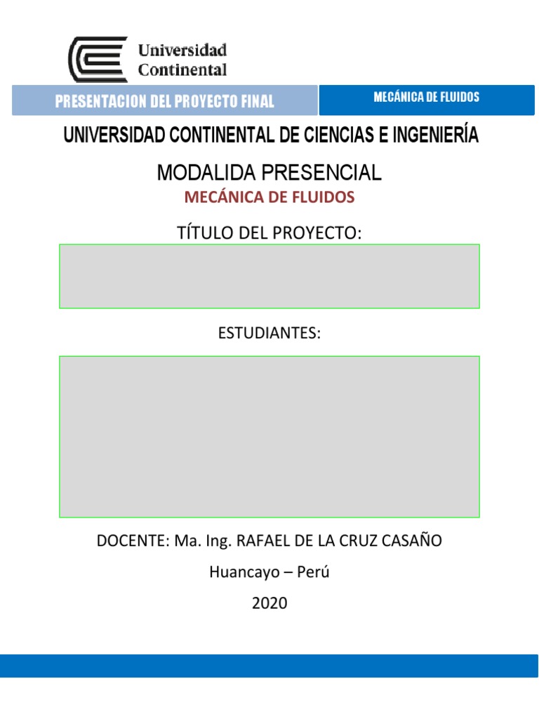 Plantilla Proyectos 1c y 2c Mecanica de Fluidos 2020 20 | PDF | Science ...