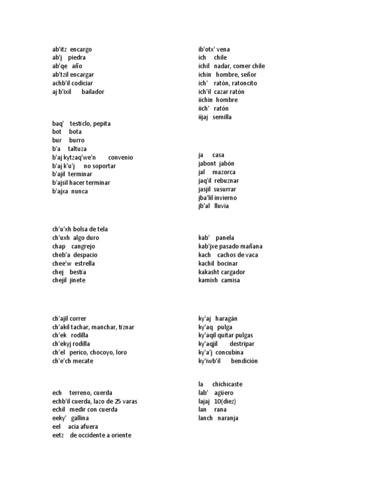 5 Palabras En Mam De Cada Abecedario Pdf Naturaleza