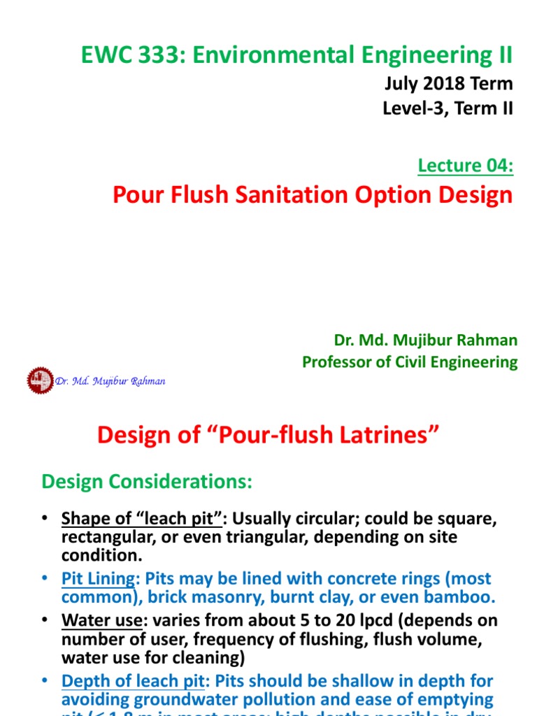 EWC 333: Environmental Engineering II: Pour Flush Sanitation Option ...