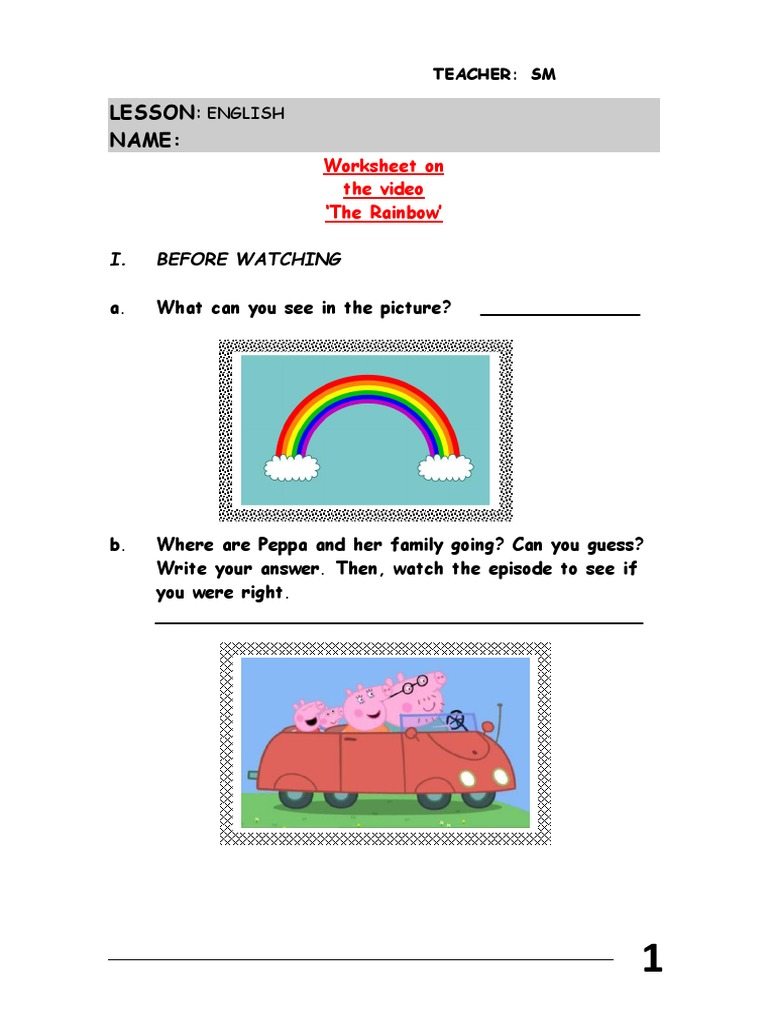 Peppa Pig-Rainbow Worksheet | PDF