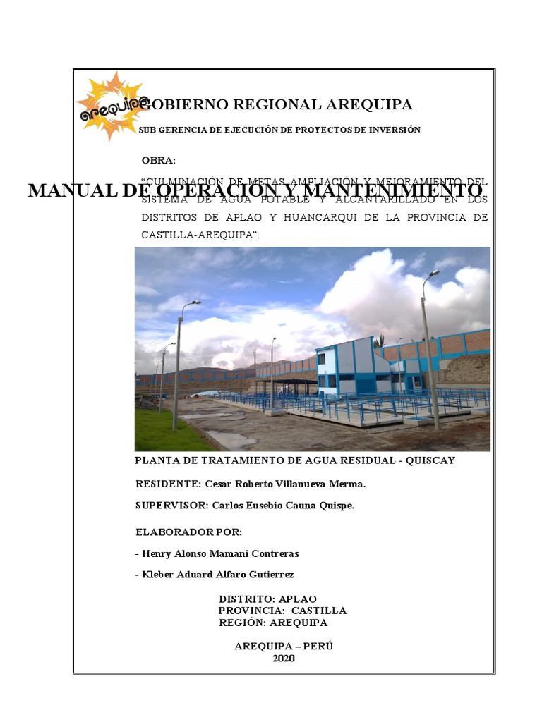 Manual de Operacion y Mantenimiento Ptar Convencional | PDF | Aguas residuales | Administracion ...