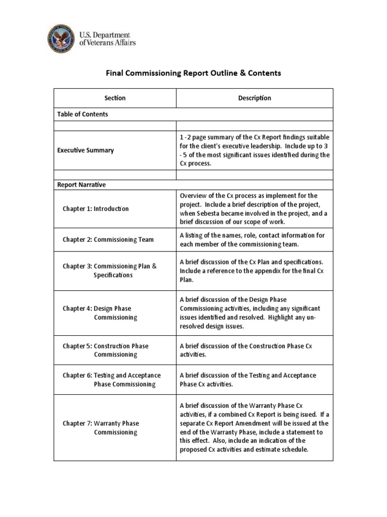 Final Commissioning Report Outline | PDF