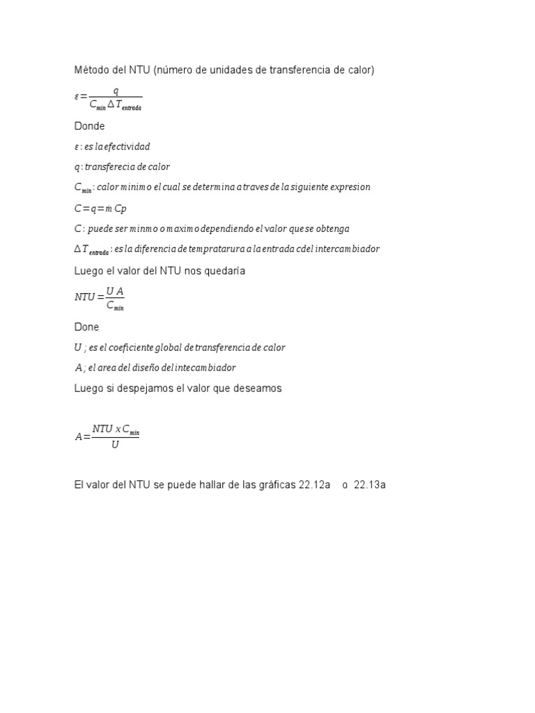Método Del NTU Formulas | PDF