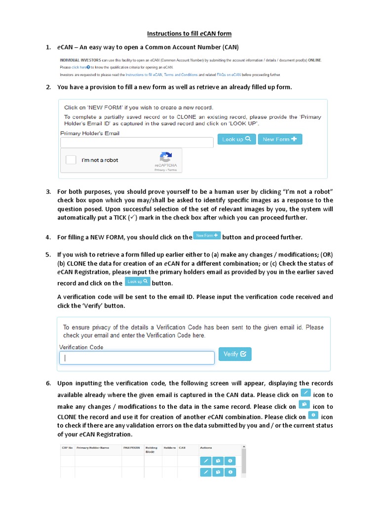 Instructions To Fill eCAN Form | PDF | Government | Business