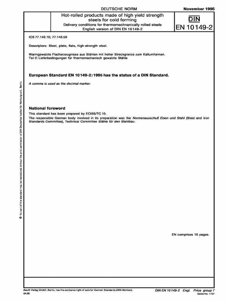 Din en 10149-2 | PDF | Steel | Industrial Processes