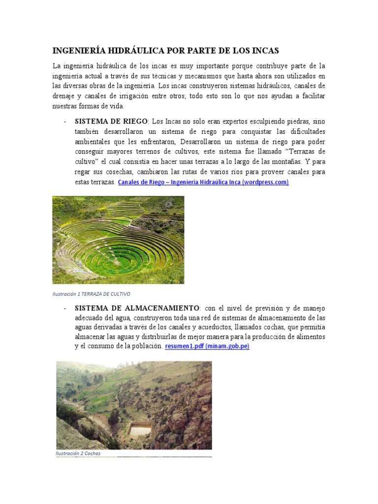 Ingeniería Hidráulica Por Parte de Los Incas | PDF