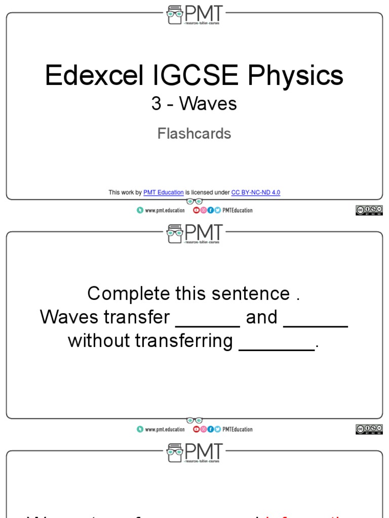 Flashcards - Topic 3 Waves - Edexcel Physics IGCSE | PDF ...