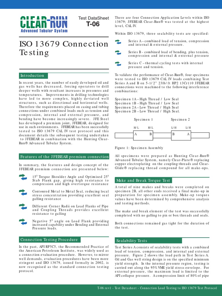 Iso 13679 Connection Testing: Test Datasheet | PDF | Oil Well | Pipe ...