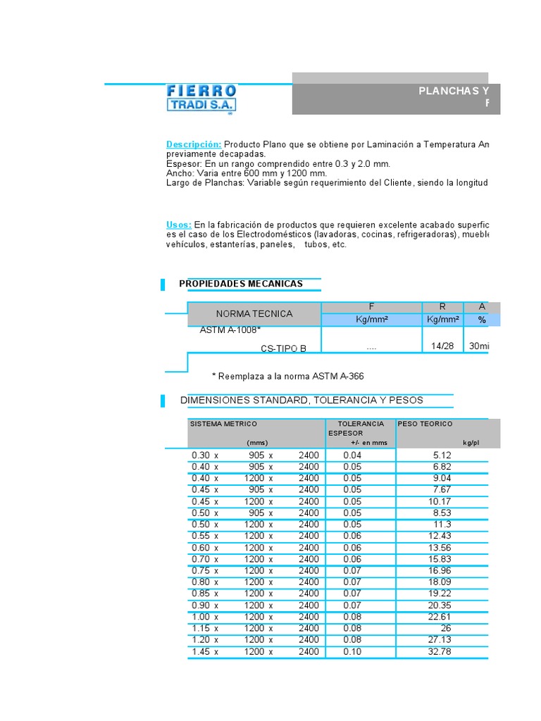 TRADISA Tabla de Perfiles Catalogo | PDF | Elementos metálicos ...