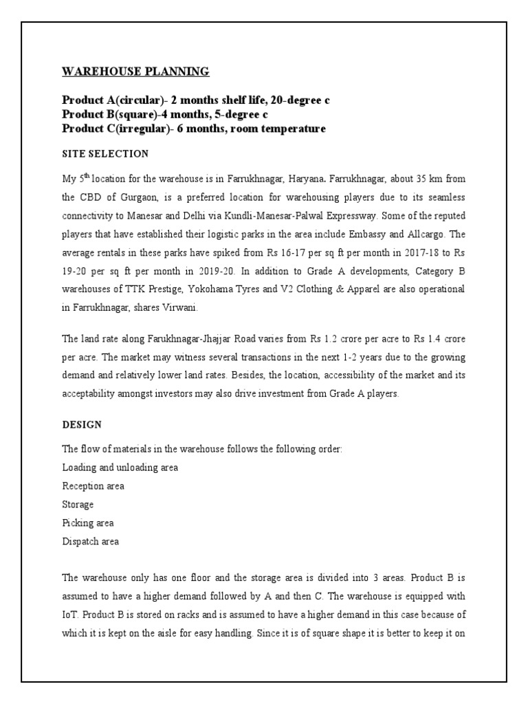 Warehouse Planning | PDF | Warehouse | Supply Chain Management