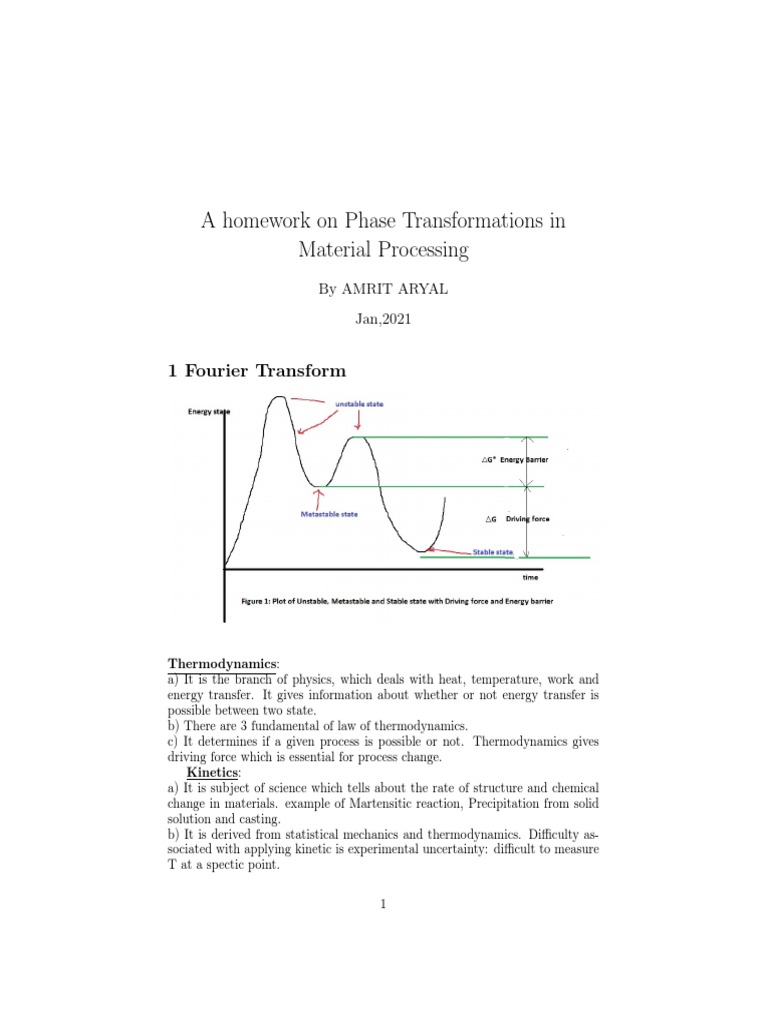 A Homework On Phase Transformations in Material Processing: 1 Fourier Transform | PDF | Hydrogen ...