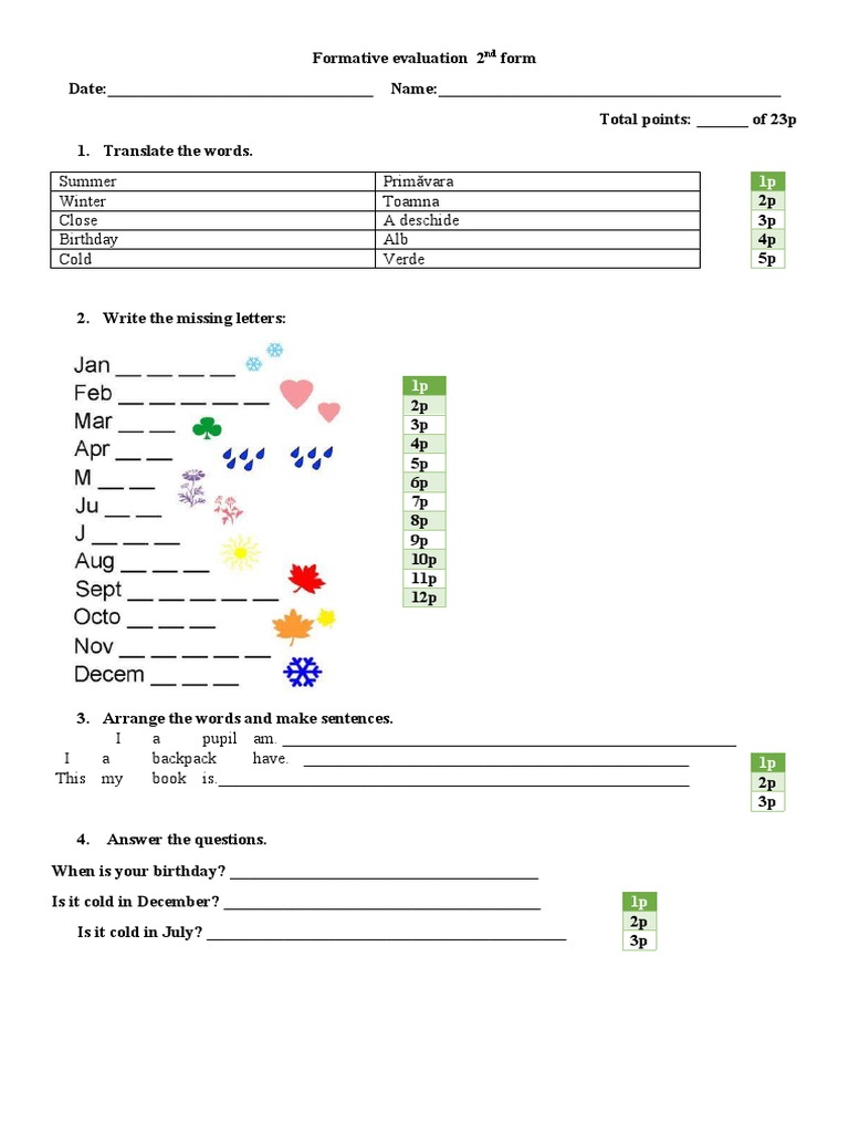 Formative Evaluation: Writing Skills | PDF