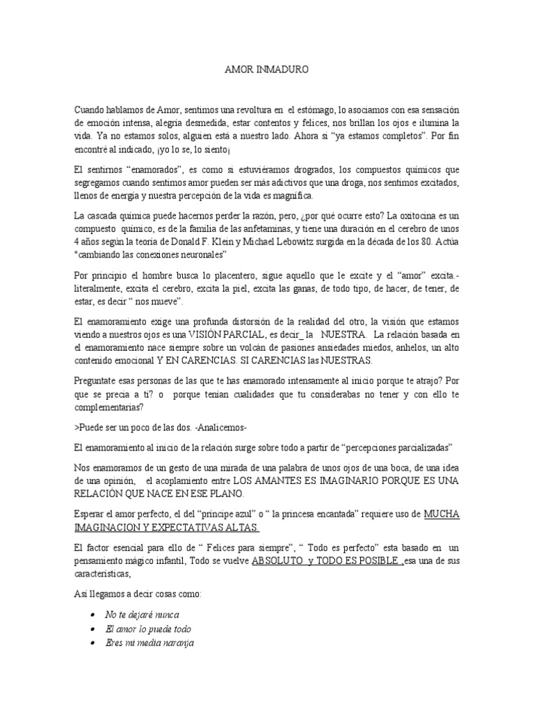 Amor Inmaduro | PDF | Amor | Sicología