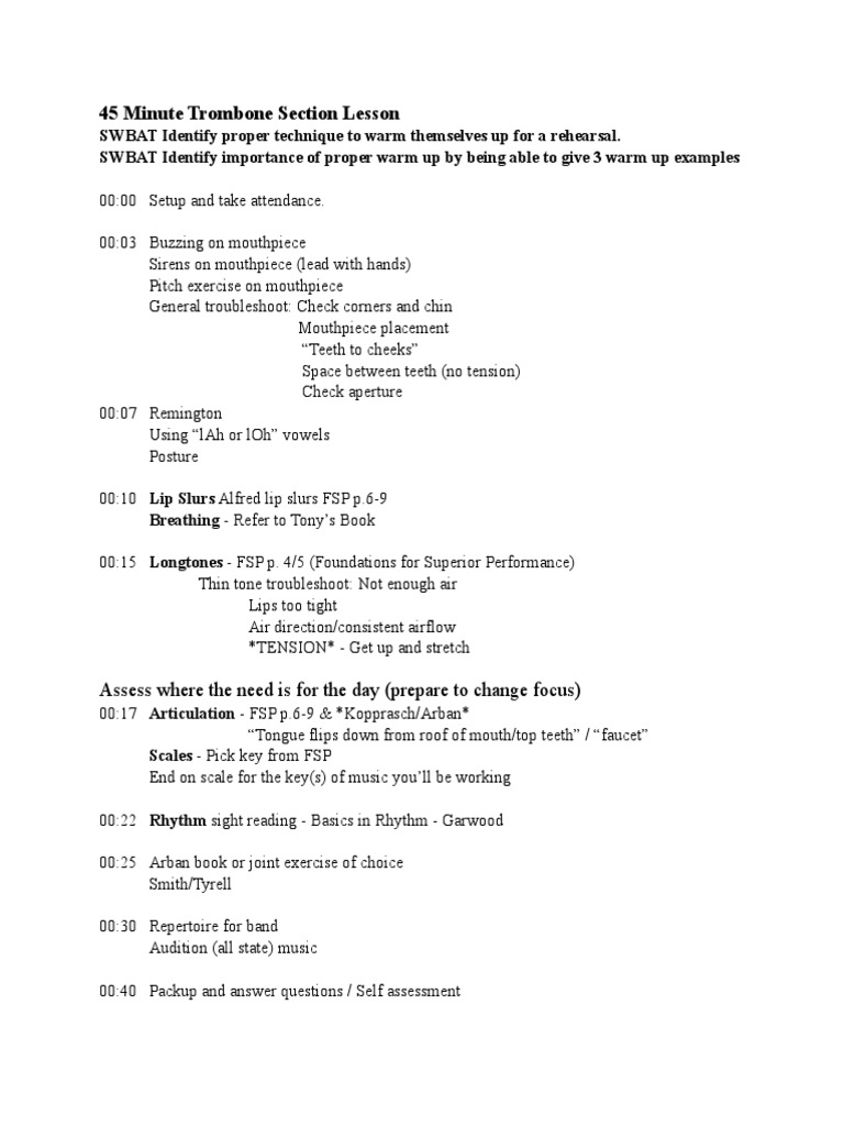 Brass 2 Lesson Plan | PDF