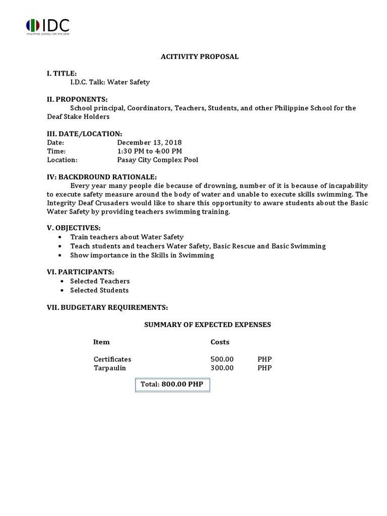 Acitivity Proposal I. Title | PDF | Business