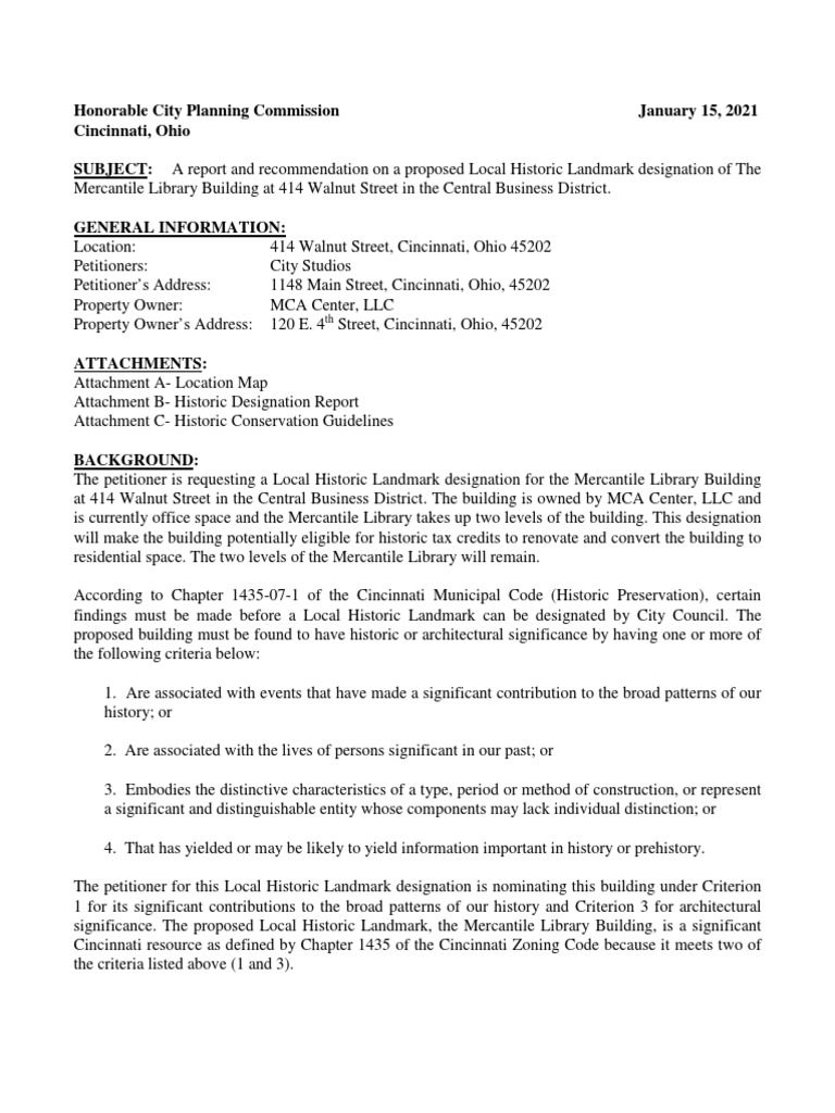 Historic Landmark Proposal Review | PDF | Historic Preservation | Libraries