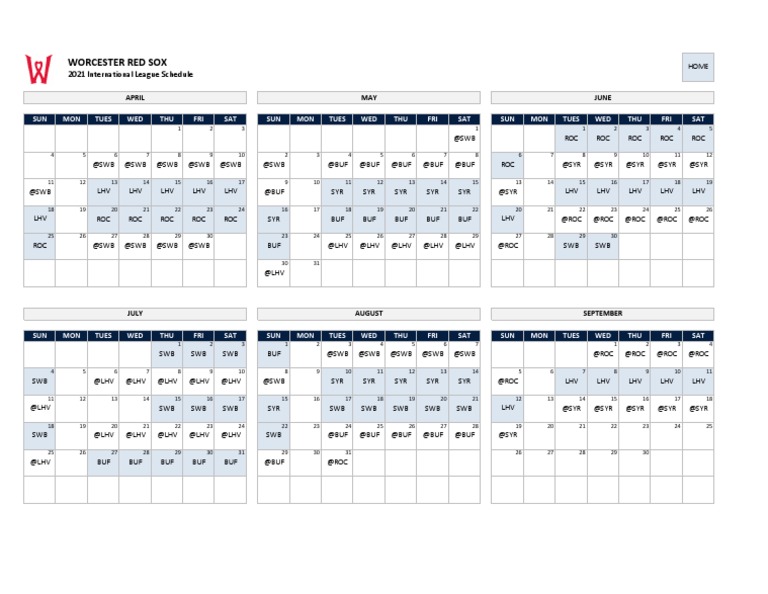 Worcester Red Sox 2021 Schedule | PDF