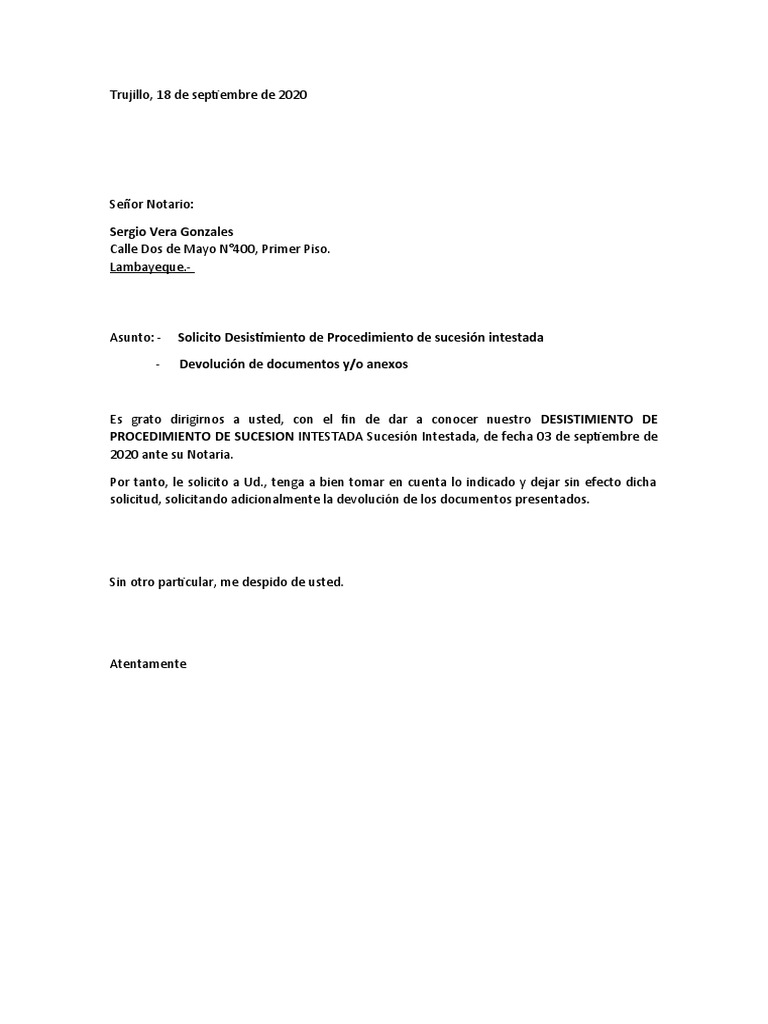 Solicitud de Desistimiento | PDF | Finanzas y dinero | Derecho