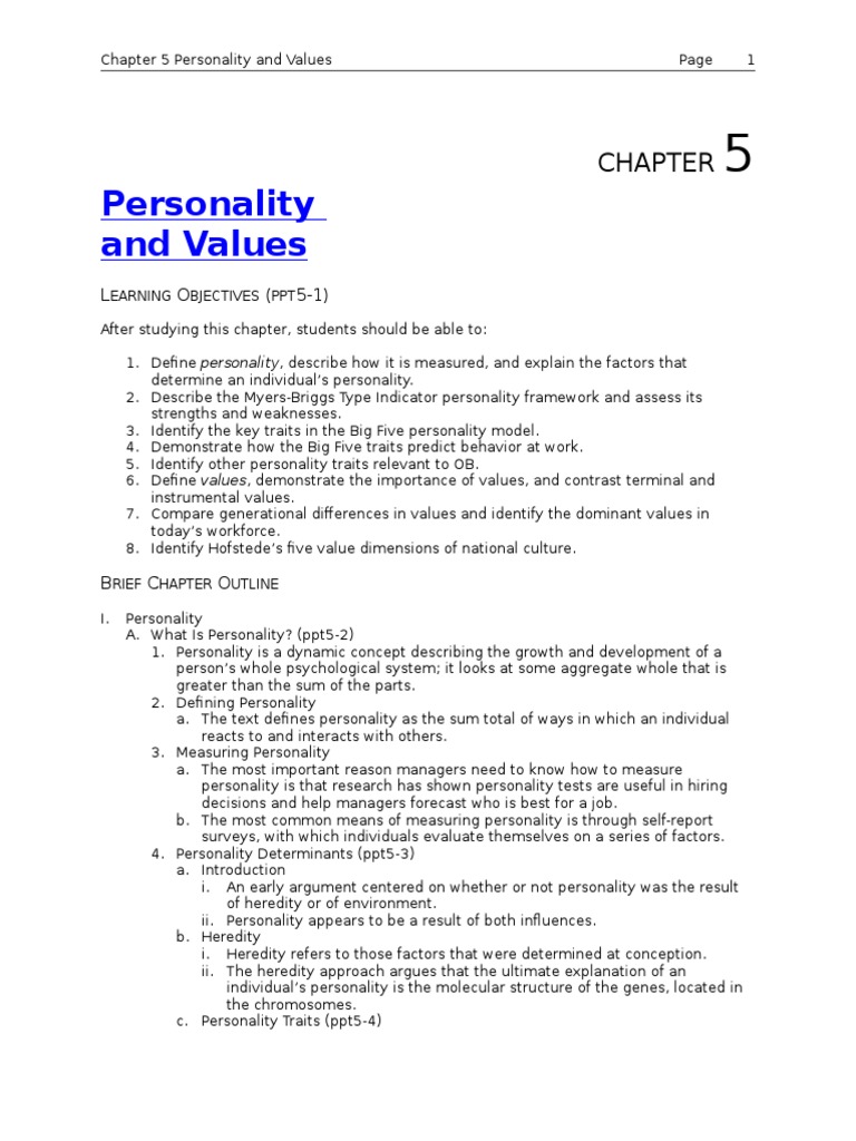 Personality and Values: Earning Bjectives | PDF | Extraversion And Introversion | Value (Ethics)