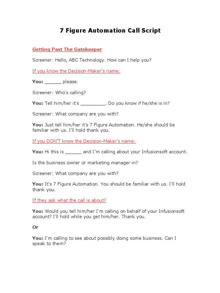 SAM OVENS Telemarketing Call Script | PDF | Marketing | Communication