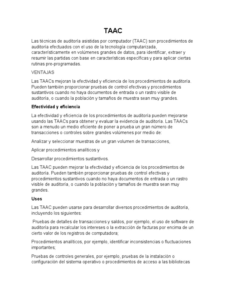 Consulta Las Taac | PDF | Auditoría | Programa de computadora