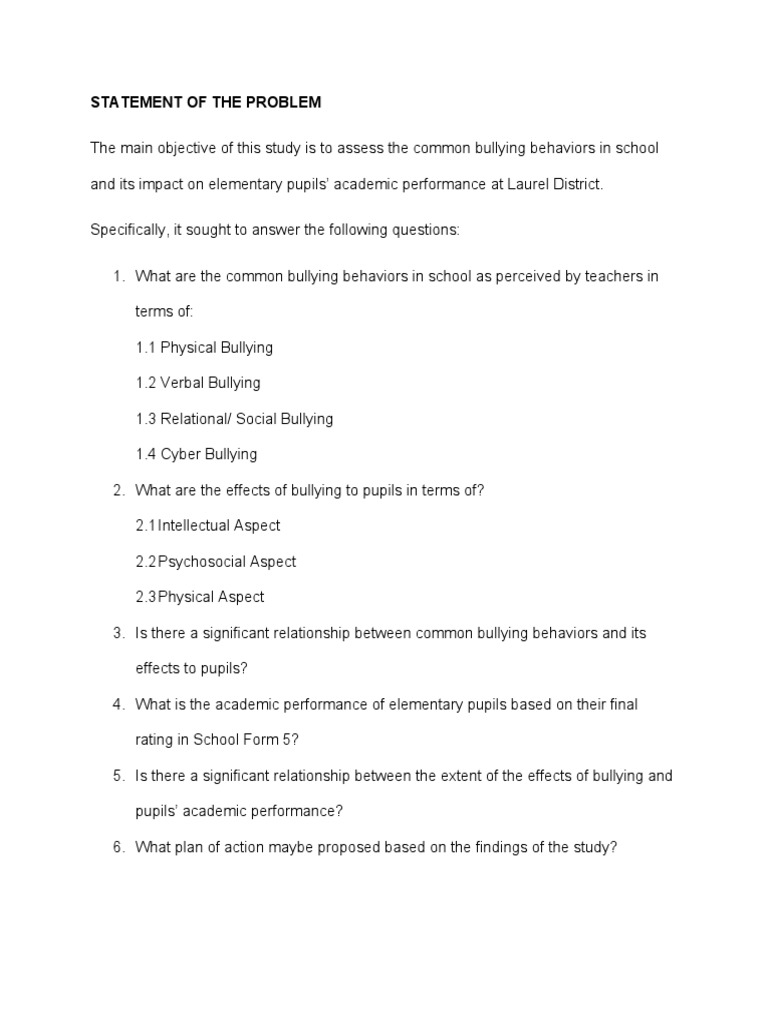 Statement of The Problem (Sop) | PDF