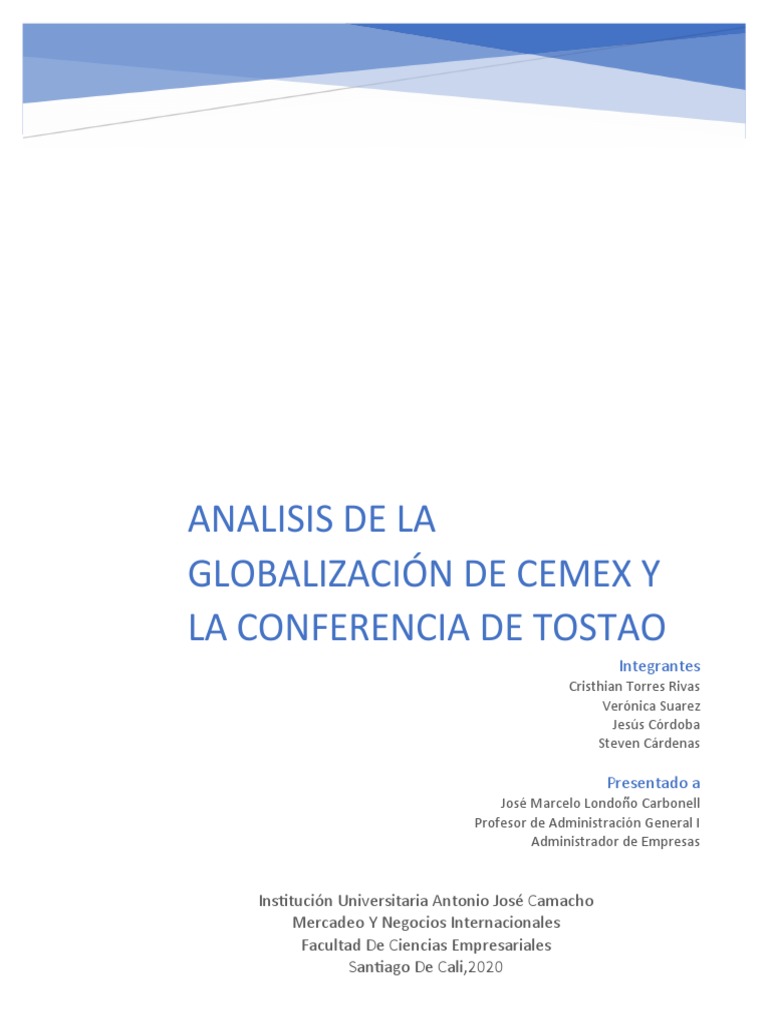 Analisis De La Globalización De Cemex Y Conferencia Tostao Pdf