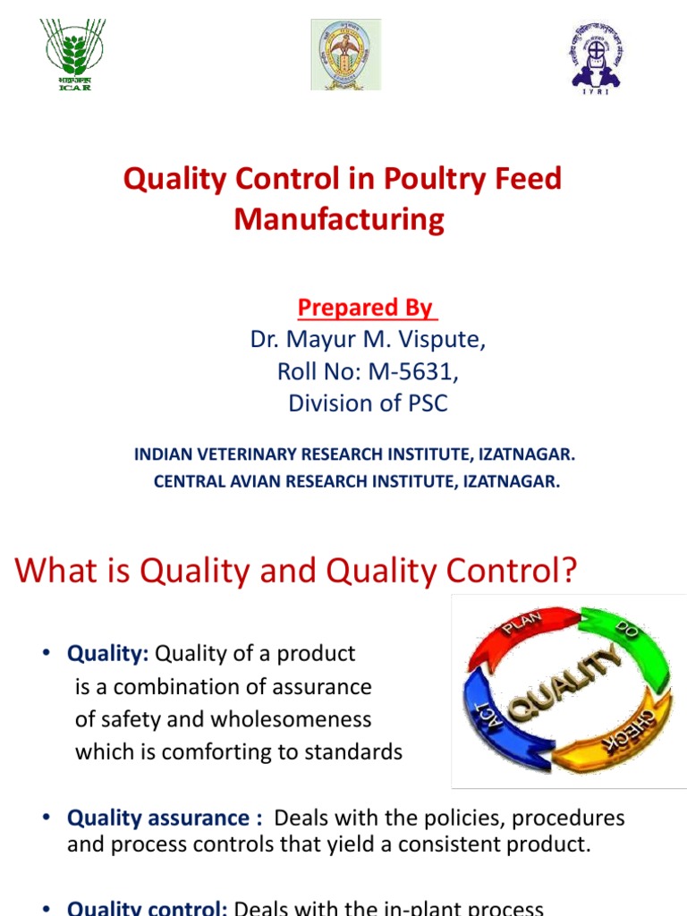 Quality Control in Poultry Feed Manufacturing: Dr. Mayur M. Vispute ...