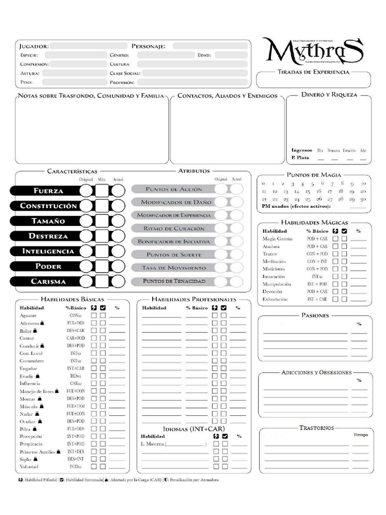 Ficha Mythras Modificada | PDF