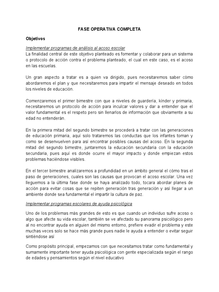 Fase Operativa Completa | PDF | Educación de la primera infancia ...