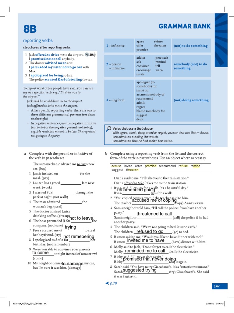 8B Students Book Grammar Bank p.147 | PDF