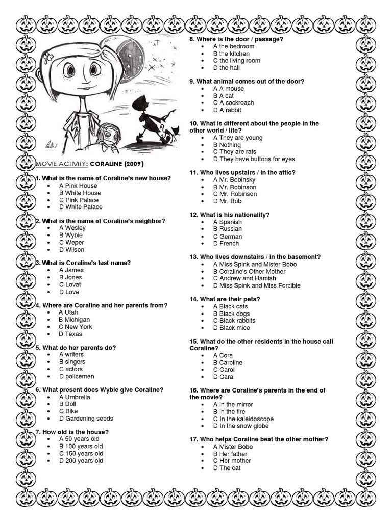 Movie Activity: Coraline (2009) | PDF