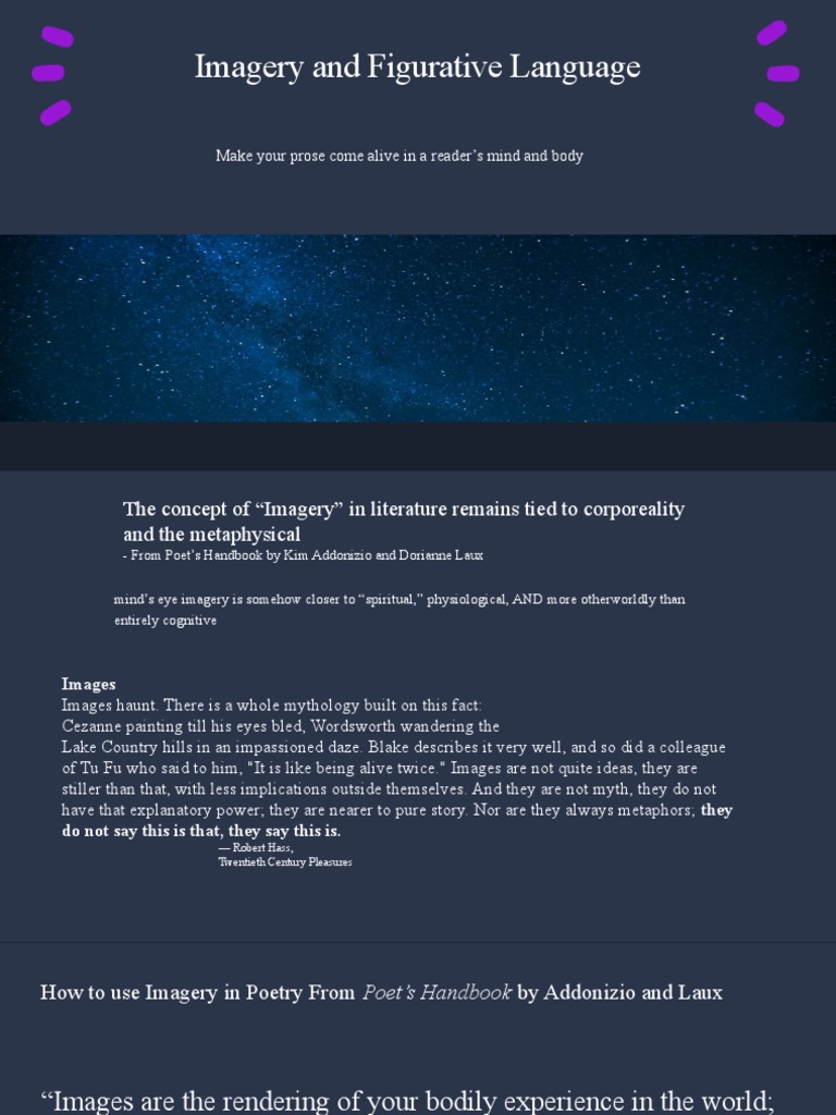 Imagery and Figurative Language PDF - For Story Craft | PDF | Metaphor ...