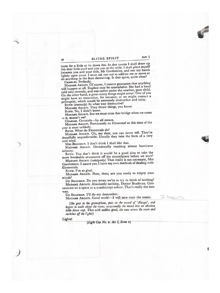 Blithe Spirit Sample Paperwork | PDF | British Plays | Theatre
