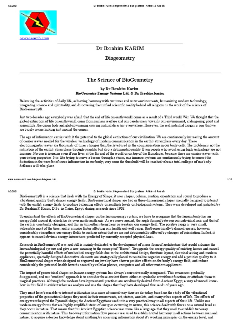 DR Ibrahim Karim - Biogeometry & Biosignatures - Articles & Patents ...
