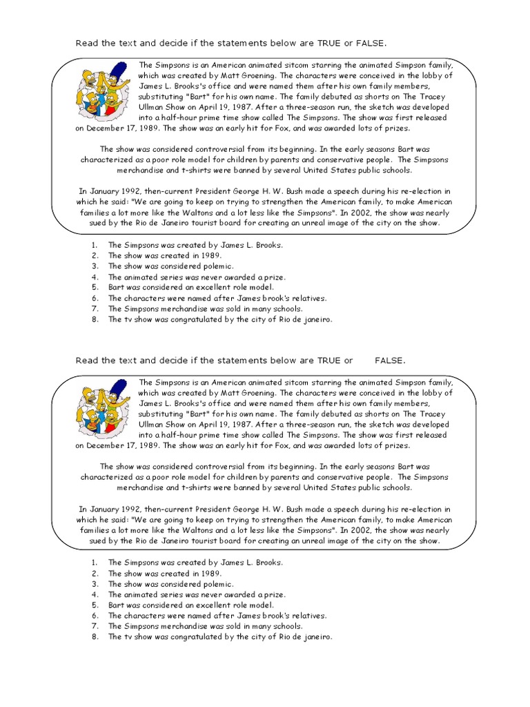 The Simpsons Passive Voive Reading Activity Fun Activities Games ...