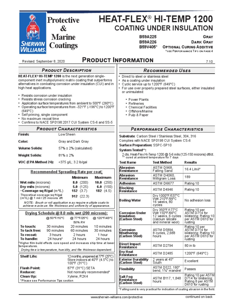 Heat-Flex HI-TEMP 1200: Protective & Marine Coatings | PDF | Steel ...